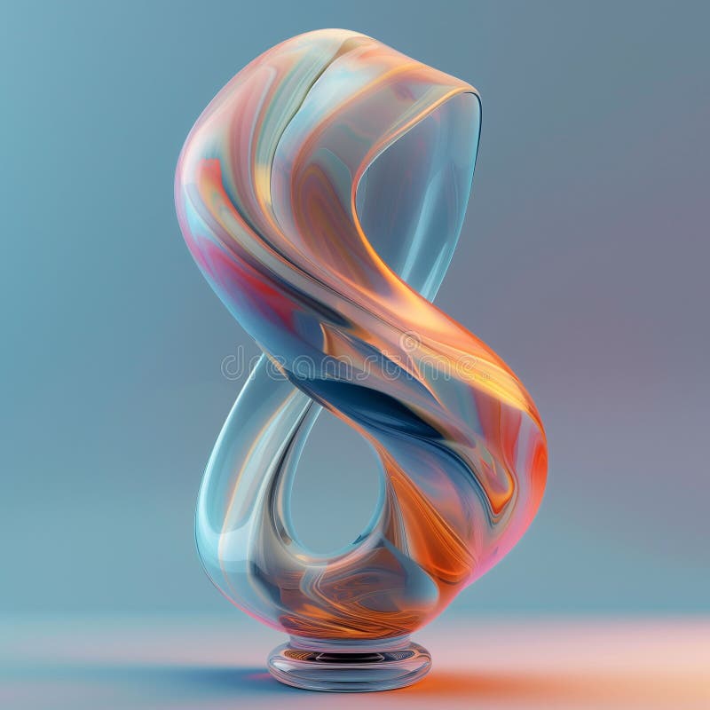 A Colorful, Twisting Glass Sculpture Reflecting Light Elegantly. Stock ...