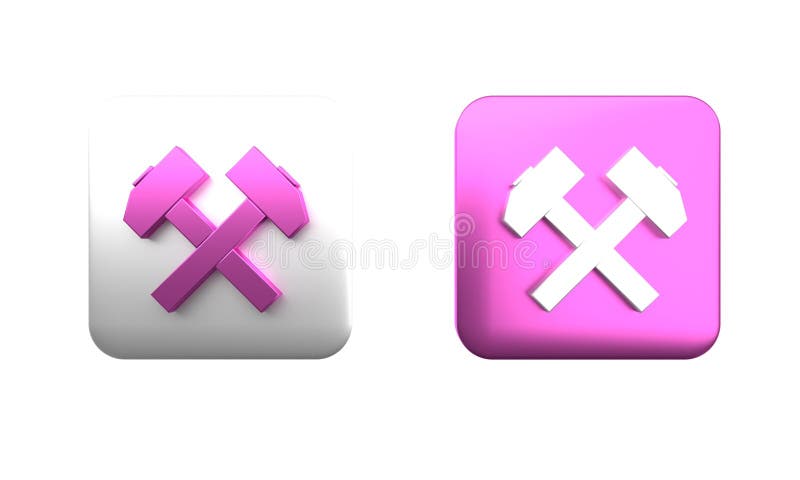 Colorful Two Crossed Hammers Icon Isolated on White Background. Tool ...