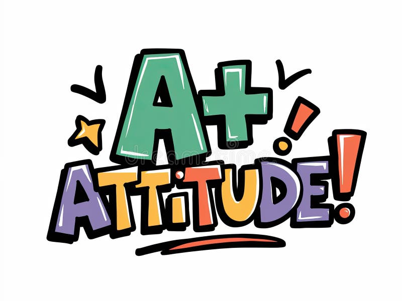 Colorful Typography Design Showcasing a+ Attitude with Dynamic Elements ...