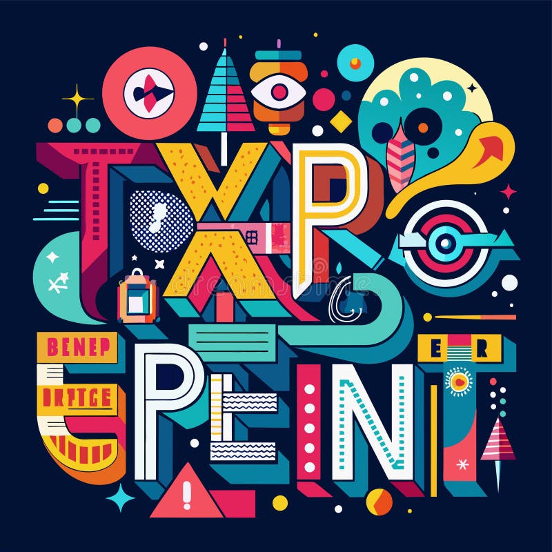 Colorful Typography Experiment with Geometric Shapes and Patterns ...