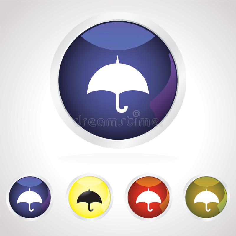 Colorful Umbrella Button Icon Set Stock Vector - Illustration of modern ...