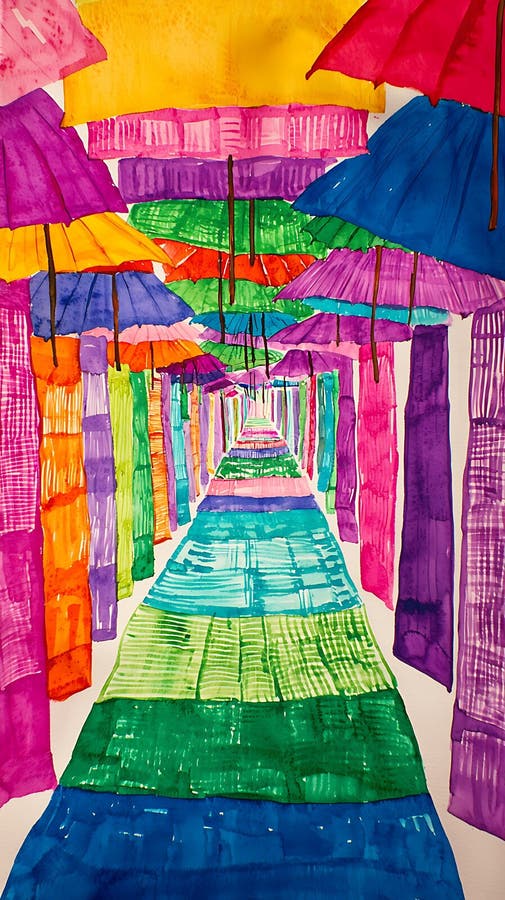 Colorful Umbrella Pathway an Artistic Illustration of a Vibrant ...