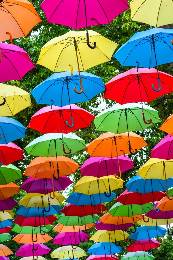 Colorful Umbrellas Background. Colorful Umbrellas in the Sky As ...