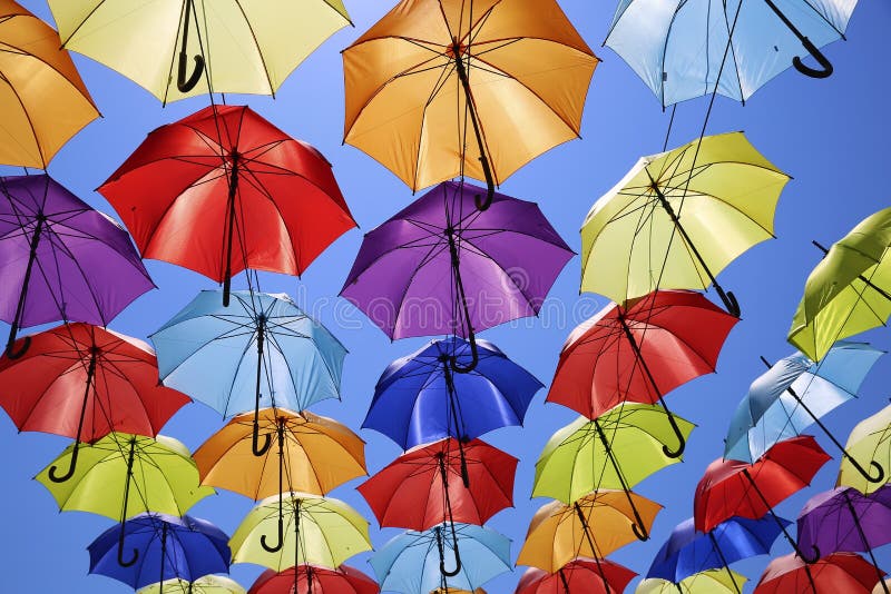 Colorful Umbrellas Background. Street Decoration Editorial Stock Photo ...