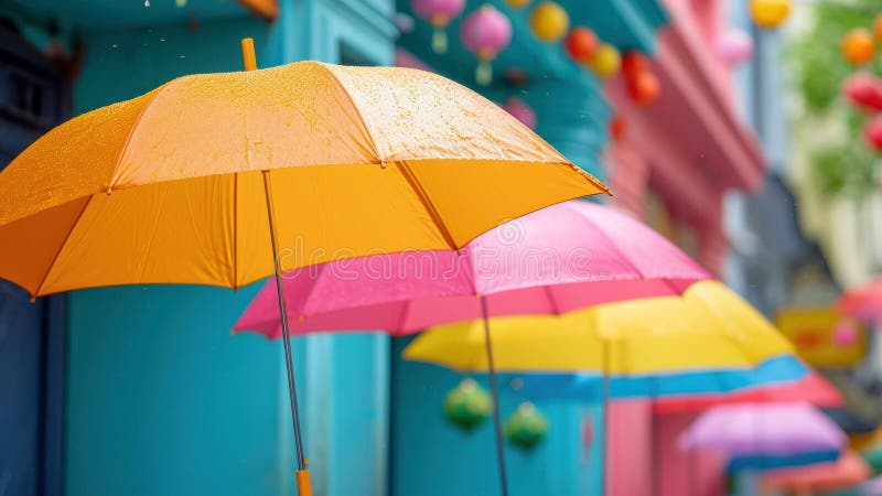 Colorful Umbrellas in a Row Colorful Umbrellas in the Market Stock ...