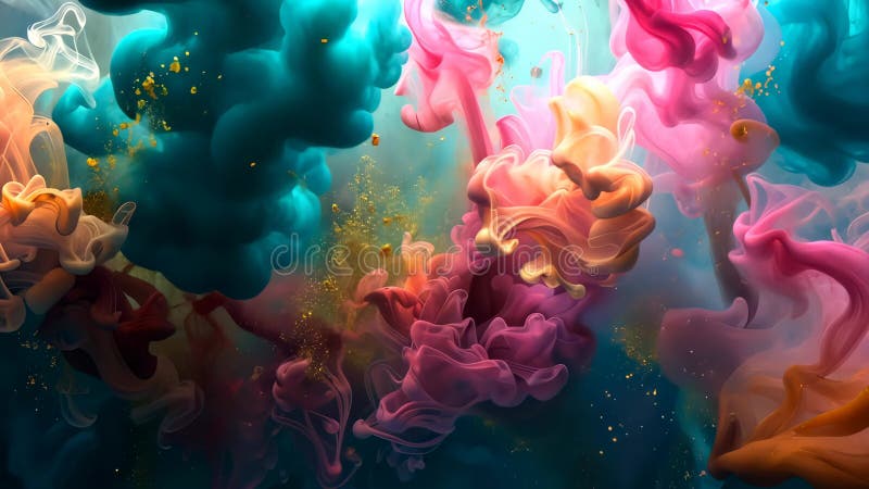 Colorful Underwater Ink Explosion, Abstract Art. Creative Expression ...
