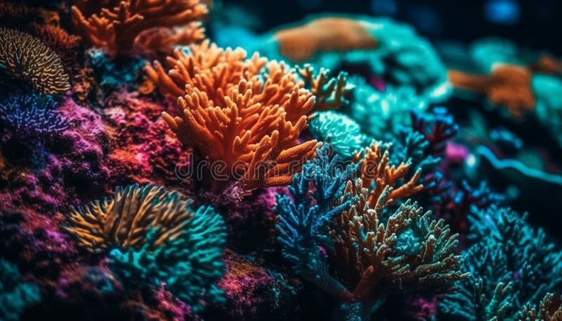 Colorful Underwater Reef Teeming with Sea Life Generated by AI Stock ...