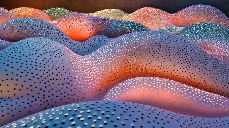 Colorful Undulating Surface with Perforated Patterns and Vibrant ...