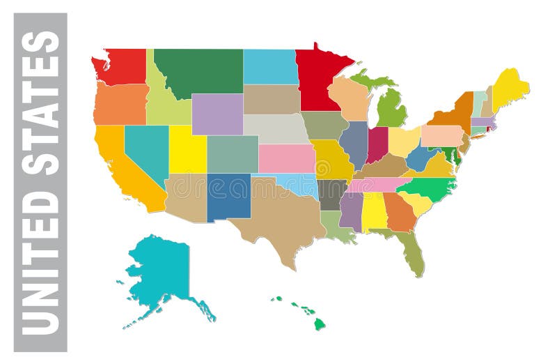 Colorful United States map stock vector. Illustration of colour - 7315283