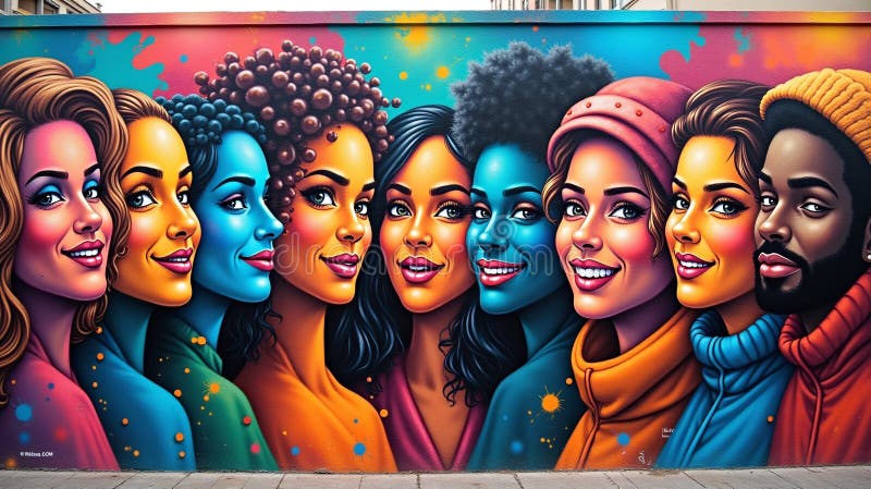 Colorful Unity: a Graffiti Expression of Togetherness Stock ...