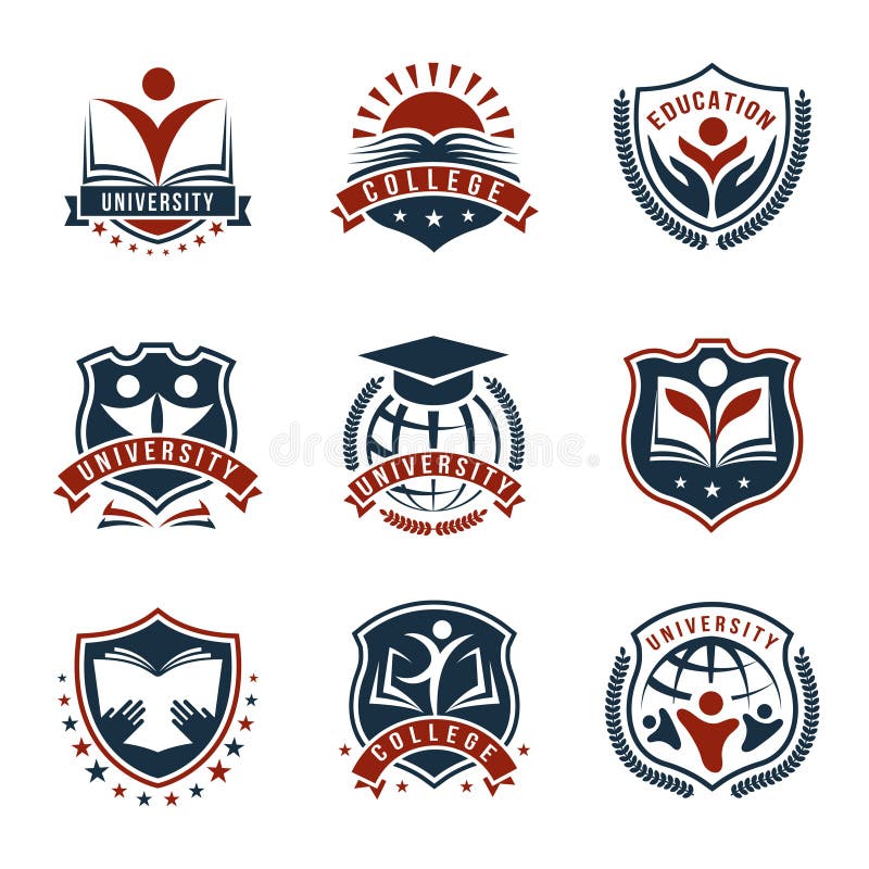 Colorful University Logos Set Stock Vector - Illustration of education ...