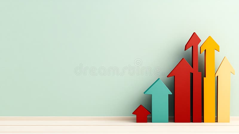 Colorful Upward Arrows on Light Teal Background Stock Illustration ...