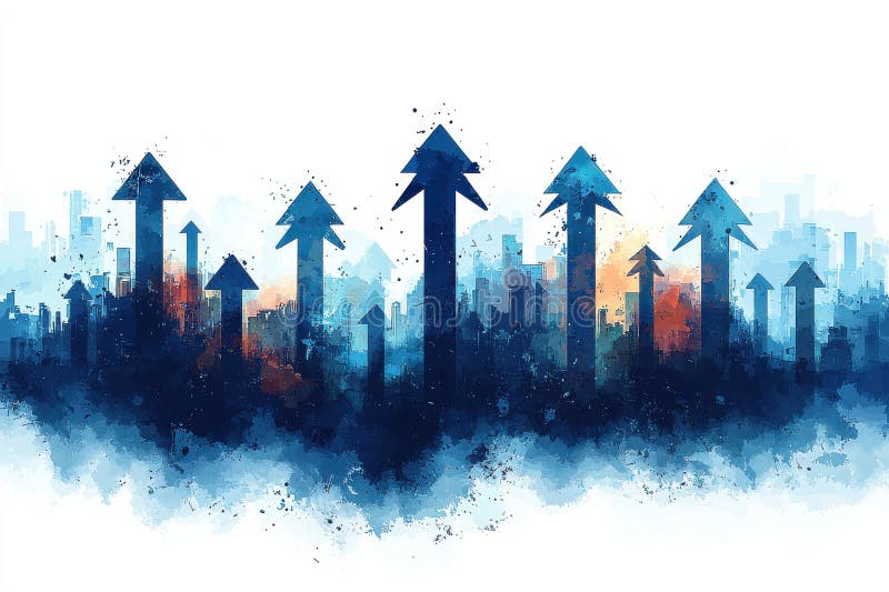 Colorful Upward Arrows Representing Growth and Progress on a Dotted ...