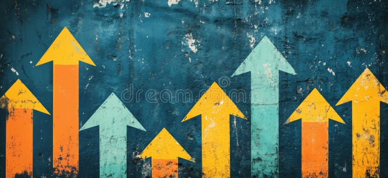 Colorful Upward Arrows Representing Growth Progress Blue Background ...