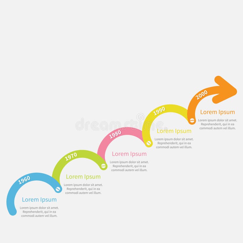 Colorful Upwards Arrow with Timeline Infographic and Text. Template ...