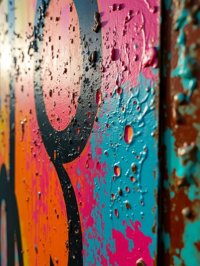 Colorful Urban Art with Textured Surface and Vibrant Abstract Patterns ...