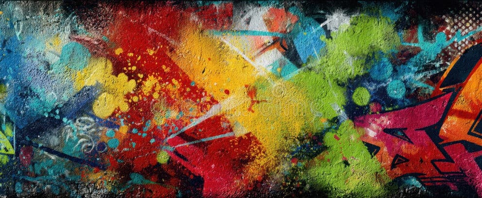 The Colorful Urban Graffiti Explosion on a Textured Wall AI Generated ...