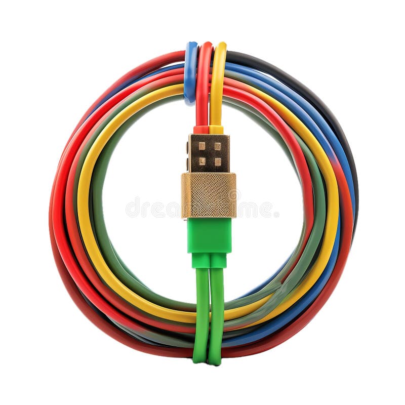 Colorful Usb Cable Circle on Transparent Background Stock Photo - Image ...