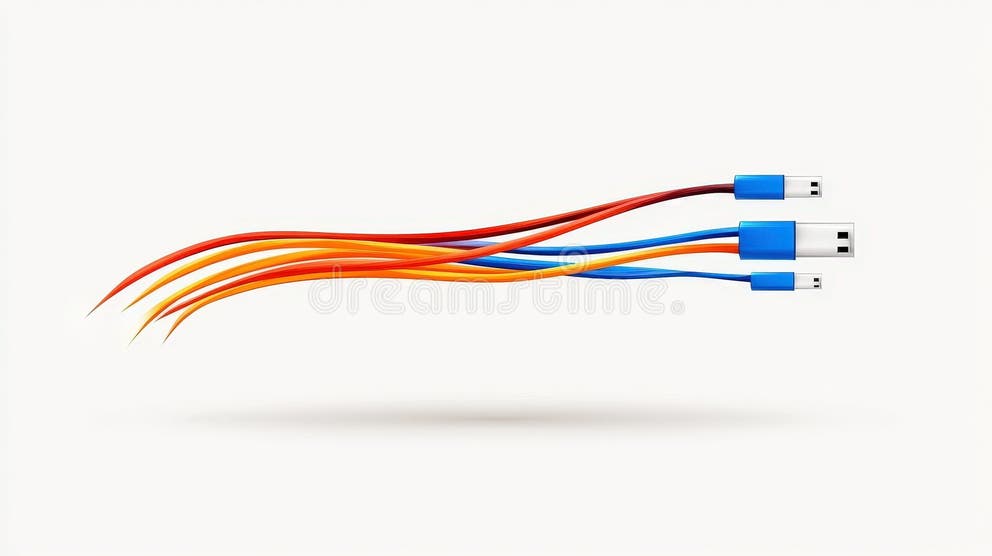 Colorful USB Cables in Motion on a Light Background for Technology and Connection Themes Stock ...