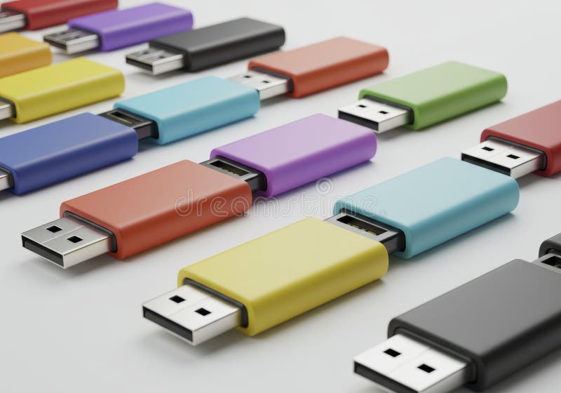 Colorful Usb Flash Drives Arranged in Rows for Data Storage Stock ...