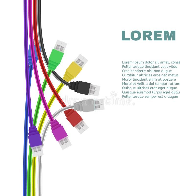 Colorful USB Plugs Isolated on White. Vector Stock Vector ...