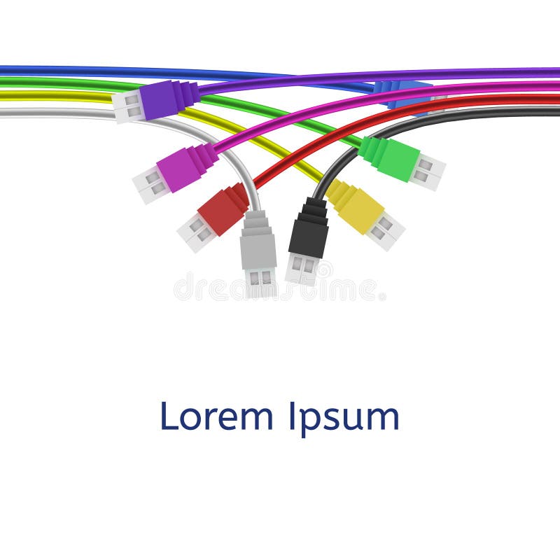 Colorful USB Plugs Isolated on White. Vector Stock Vector ...