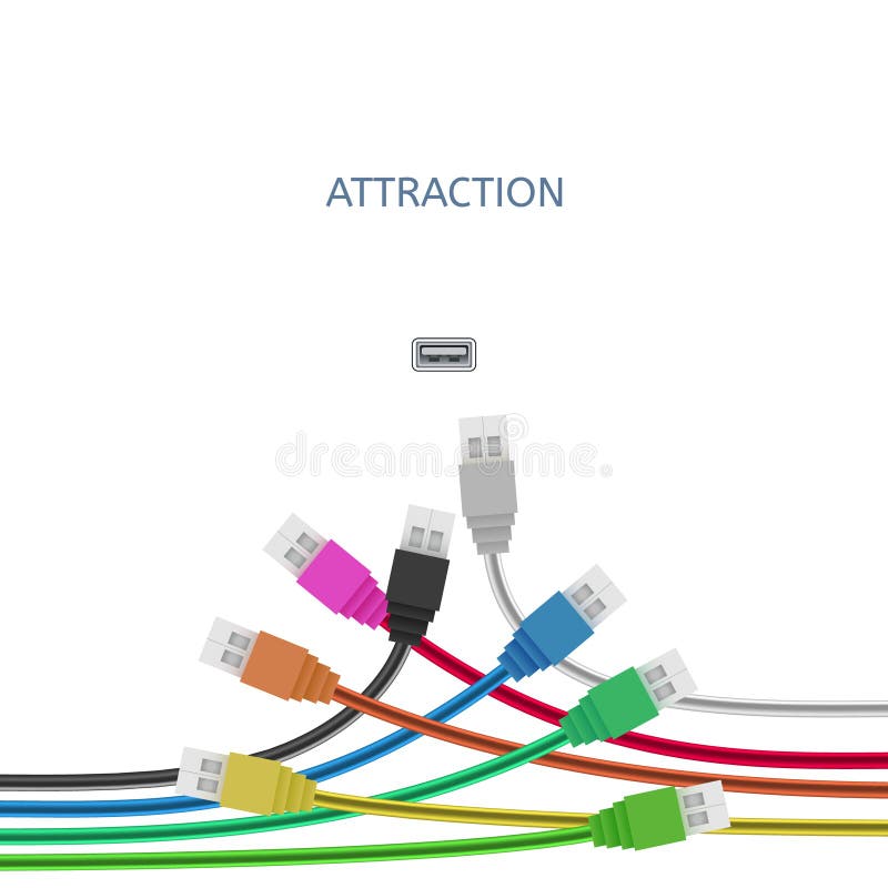Colorful USB Plugs Isolated on White. Vector Stock Vector ...