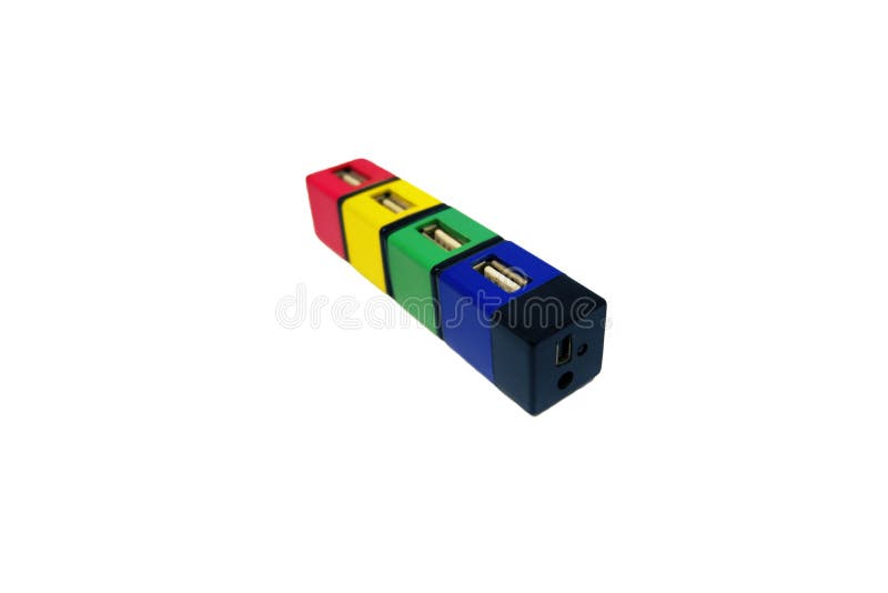 Colorful USB Port Hub Device Isolated on White Background Stock Image ...