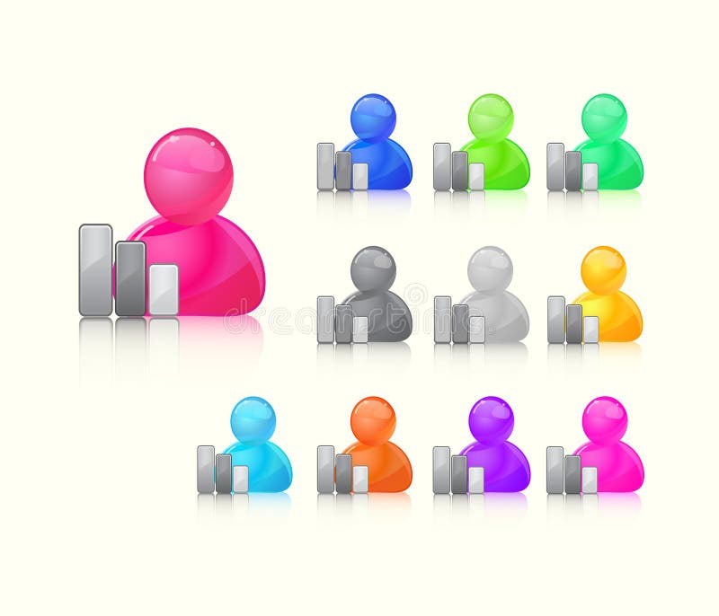 Colorful User Icon Set with Gray Graph Bars Signs Stock Illustration ... Colorful User Icon Set with Gray Graph Bars Signs Stock Illustration ...