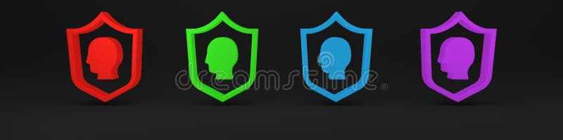 Colorful User Protection Icon Isolated on Black Background. Secure User ...