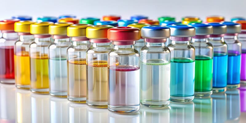 Colorful Vaccine Vials Ready for Administration a Clean and Organized ...