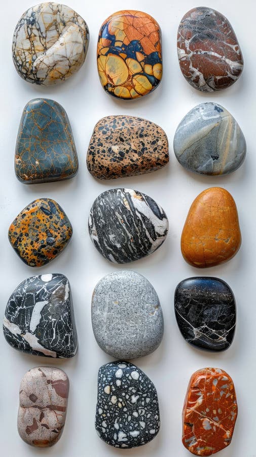 Colorful and Varied Collection of Smooth River Stones Stock ...