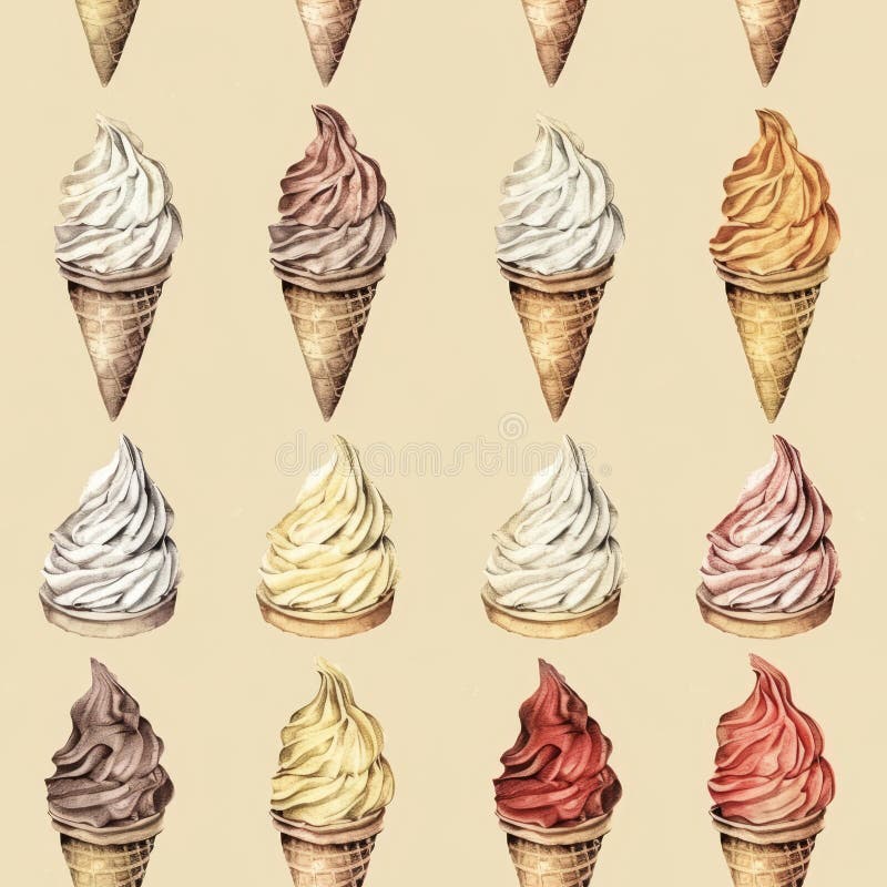 Colorful Variety of Ice Cream Cones Displaying an Array of Unique and ...