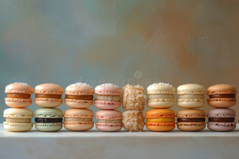 Colorful Variety of Macarons Arranged Elegantly on a White Surface ...