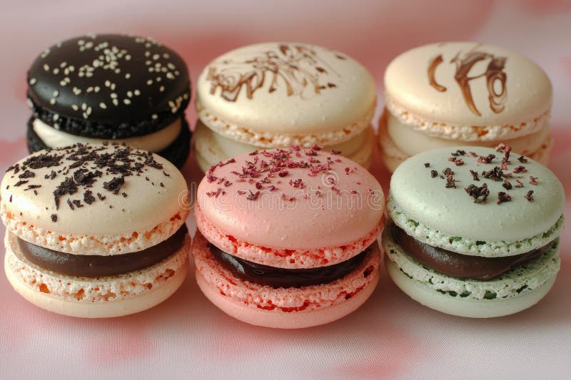 Colorful Variety of Macarons Arranged Elegantly on a White Surface ...