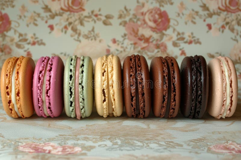 Colorful Variety of Macarons Arranged Elegantly on a White Surface ...