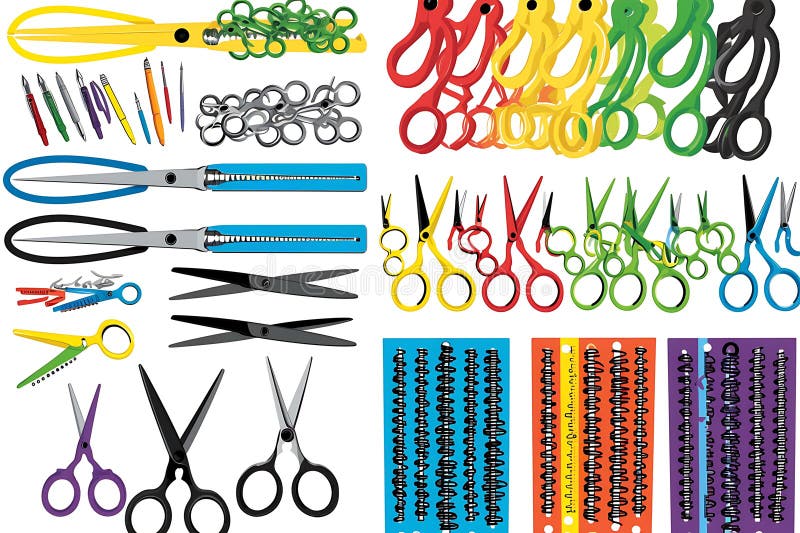 A Colorful Variety of Scissors for Any Task Stock Illustration ...