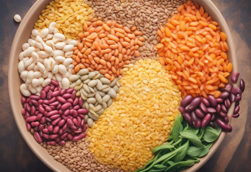 Colorful Various Beans or Lentils and Whole Grains Seeds Stock ...