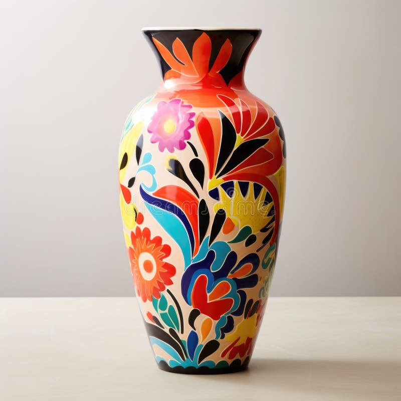 A Colorful Vase with a Colorful Design on it, AI Stock Illustration ...