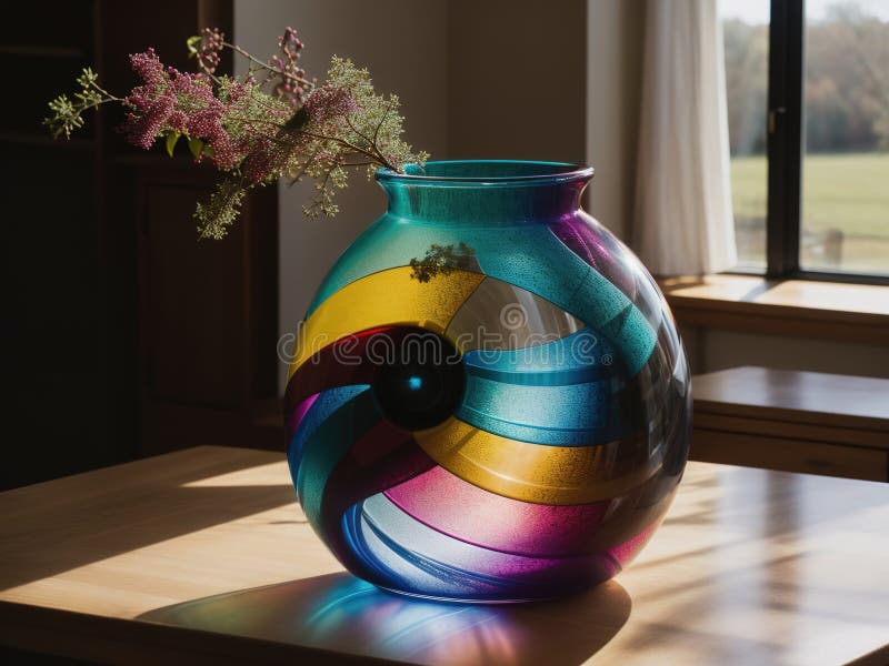 Colorful Vases on a Table in a Modern Living Room. Ai Generative Stock ...