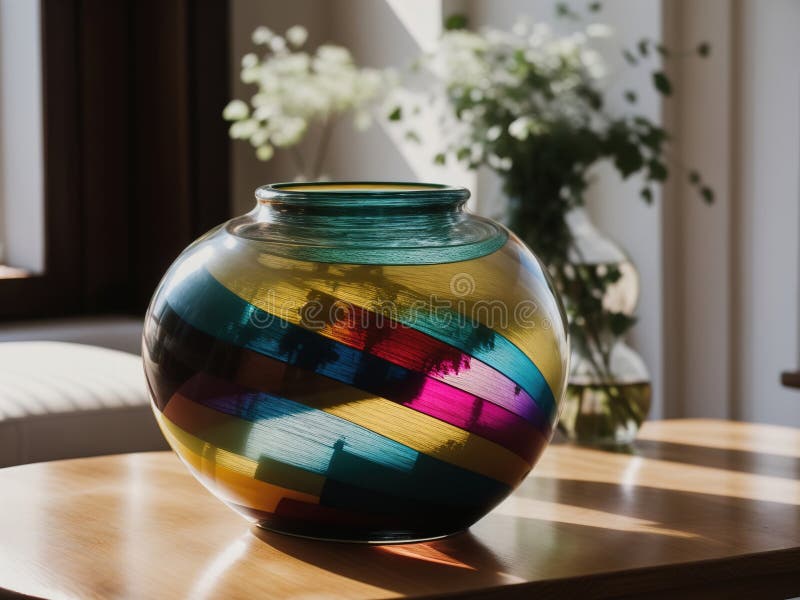 Colorful Vases on a Table in a Modern Living Room. Ai Generative Stock ...