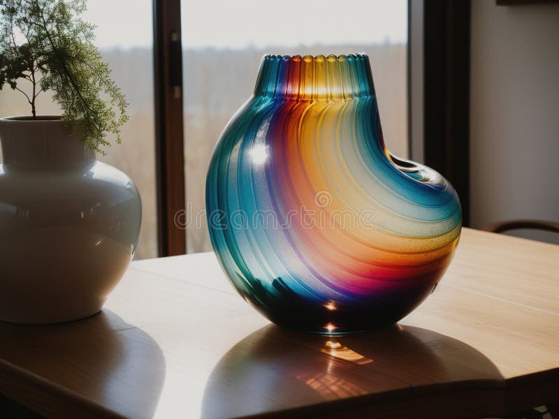 Colorful Vases on a Table in a Modern Living Room. Ai Generative Stock ...