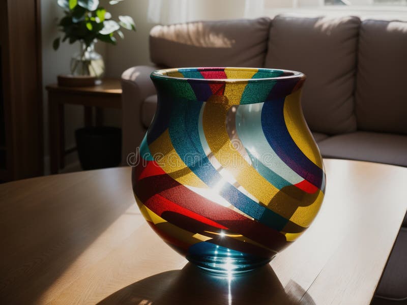 Colorful Vases on a Table in a Modern Living Room. Ai Generative Stock ...