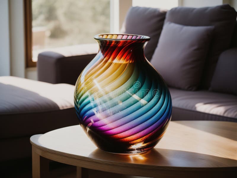 Colorful Vases on a Table in a Modern Living Room. Ai Generative Stock ...