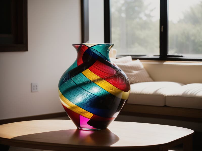 Colorful Vases on a Table in a Modern Living Room. Ai Generative Stock ...