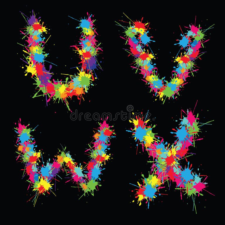 Colorful Vector Alphabet with Blots UVWX Stock Vector - Illustration of ...