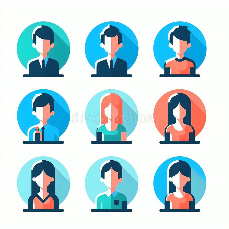 Colorful Vector Avatars: a Diverse Collection of User Icons Stock ...