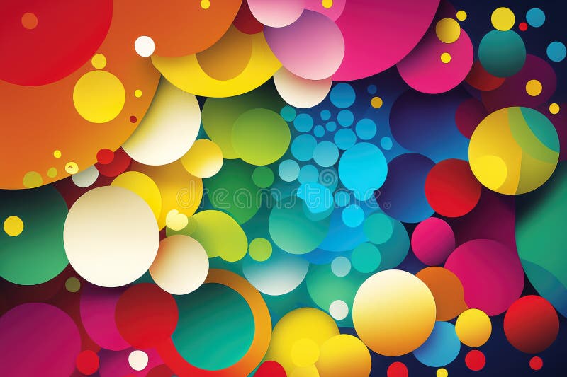 Colorful Vector Background with Overlapping Circles and Dots in Rainbow ...