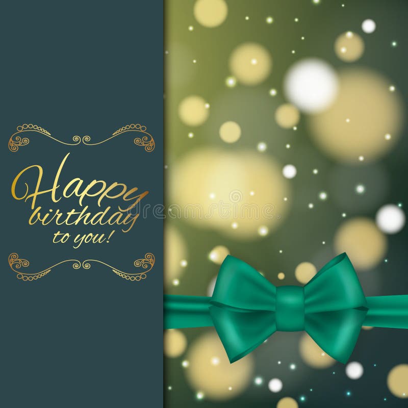 Colorful Vector Birthday Card with Text Space. Decorated with Bow and ...