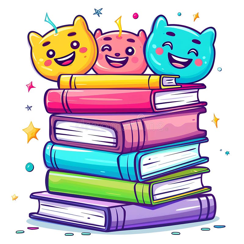 1. a Colorful Vector Cartoon Illustration of a Stack of School ...
